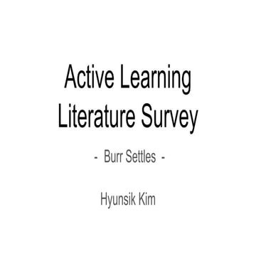Active Learning Literature Survey Ppt