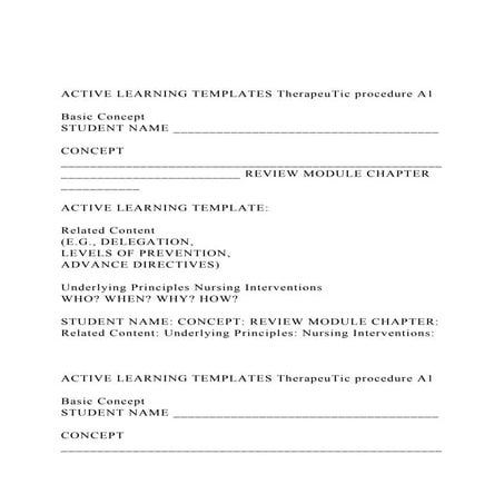 ACTIVE LEARNING TEMPLATES TherapeuTic procedure A1Basic Co | DOCX