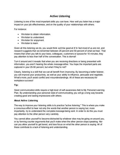 Active Listening | PDF