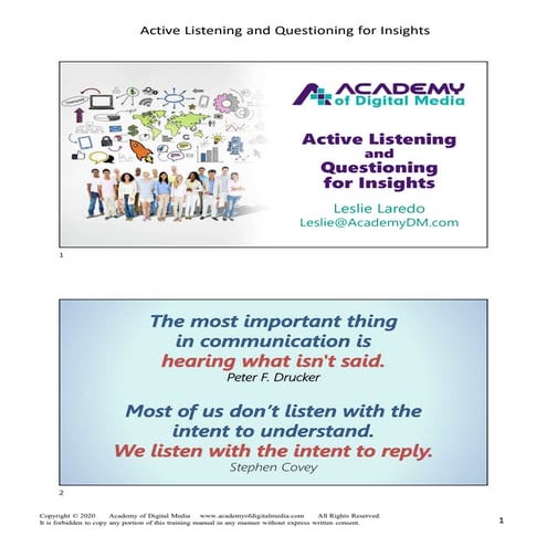 Active listening and questioning v2020 | PDF | Science