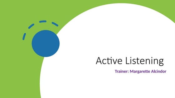 Listening as a Tool. Active Listening | PPT