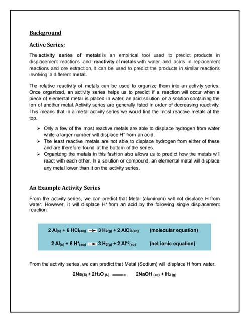 Reactivity Series | PPTX | Chemistry | Science