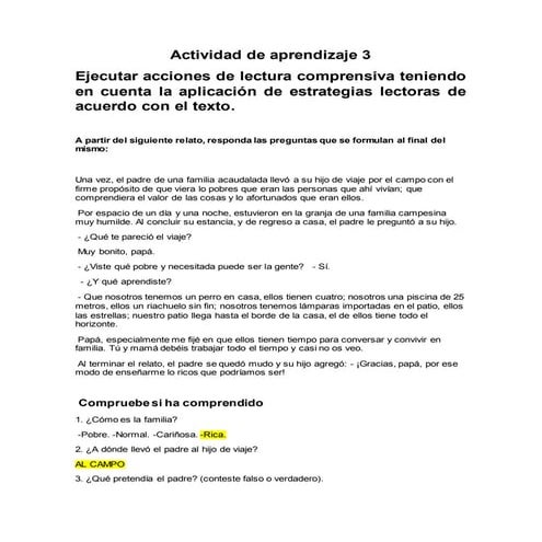 Hojas De Trabajo De Estrategias De Lectura Sintetizada