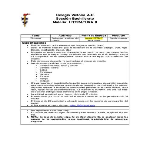 Actividad- redacción del cuento | DOCX