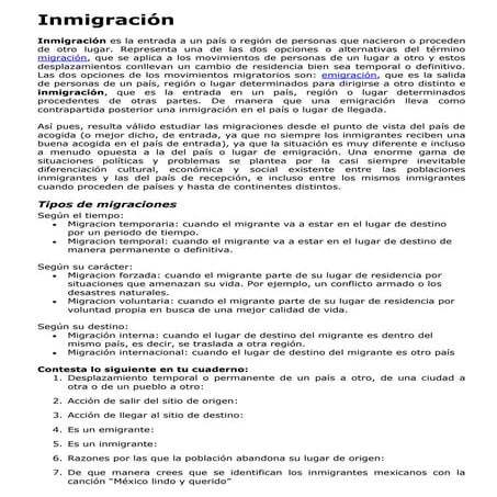 Actividad 11 + 5 .inmigración | DOC