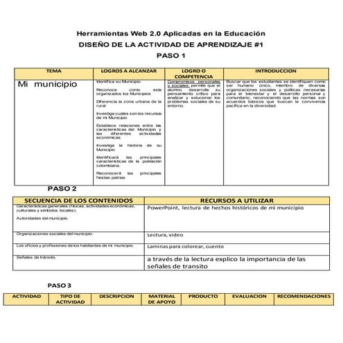 Actividad #1 mi municipio grado 1 | DOCX