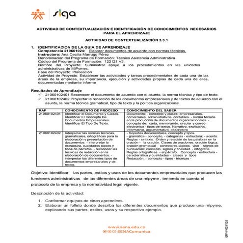 Elaborar documentos organizacionales | PDF