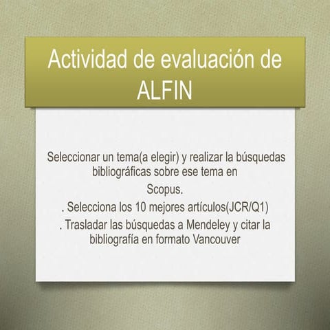 Actividad de evaluación de alfin | PPT