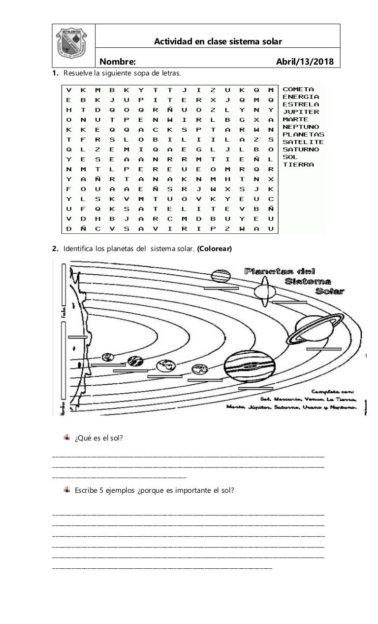 Cuadernillo De Actividades Del Sistema Solar Sistema Solar M Cuadernillo De Actividades Del Sistema Solar Sistema Solar M