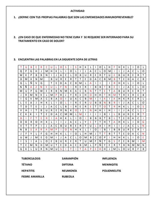 Sopa De Letras De Enfermedades
