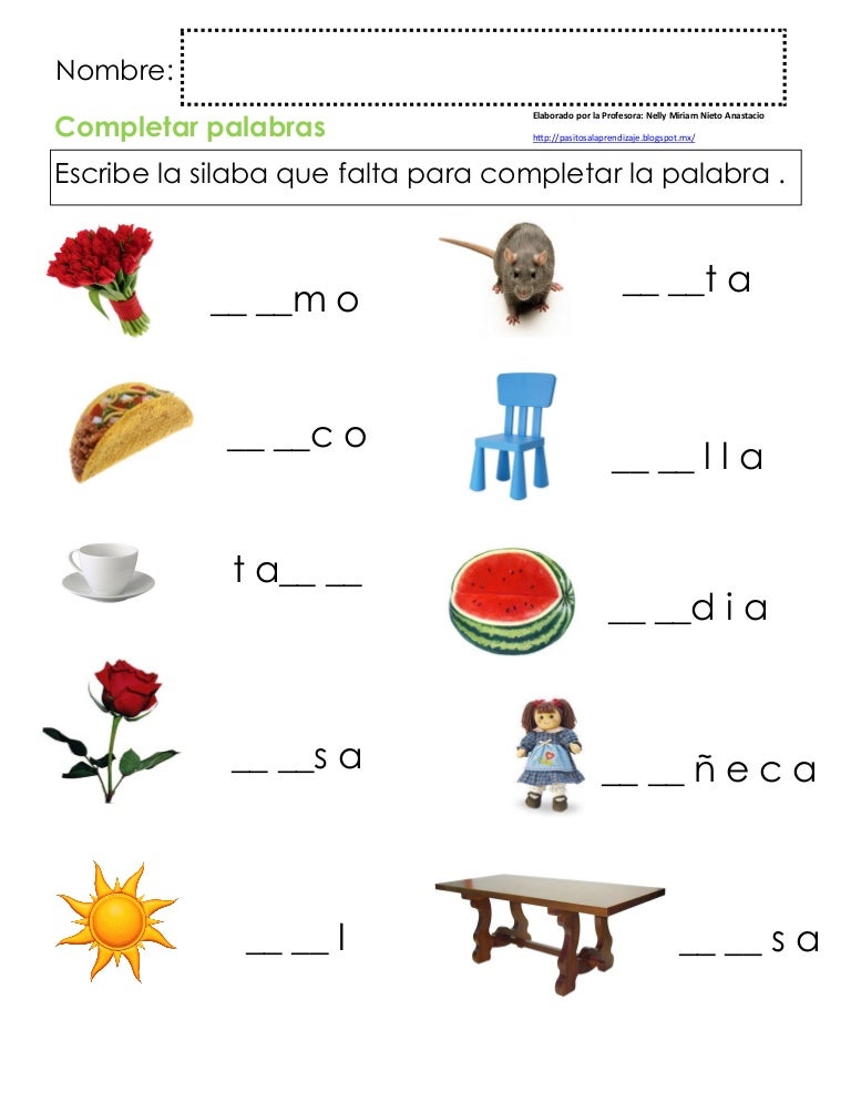 Palabras Faciles Con Ta Te Ti To Tu - Palabras español españa