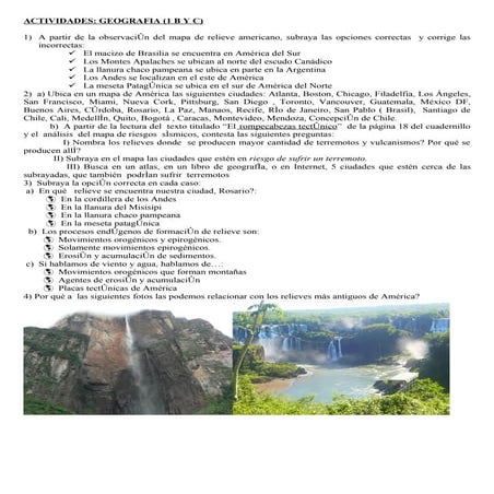 Actividades De Relieve UNIDAD 2. EL RELIEVE CIENCIAS SOCIALES CON