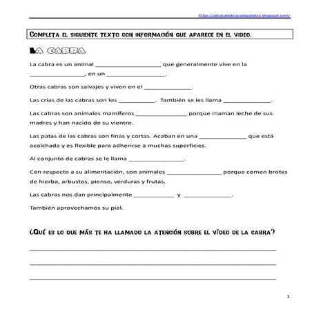 Actividades sobre la presentación de La cabra | PDF
