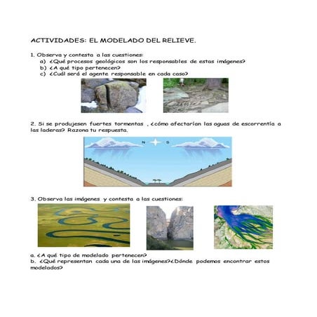 Actividades modelado del relieve valido | DOCX
