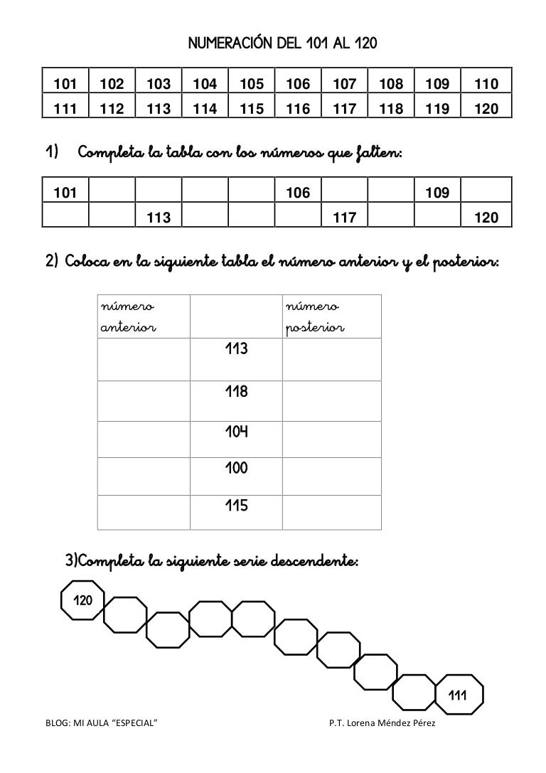 Actividades numeración tabla del 200