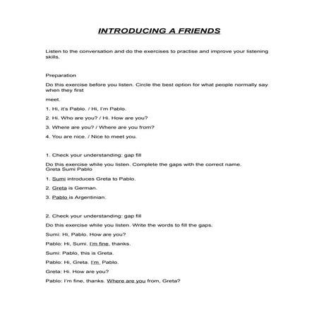 Actividad introducing a friends | PDF