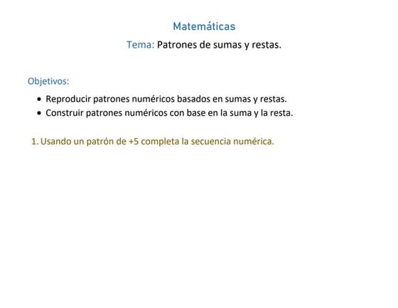 Hojas De Trabajo Para Completar Patrones 1.º