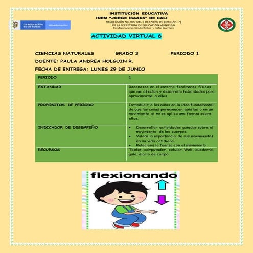 Actividad virtual 6 tercero- ciencias | DOCX