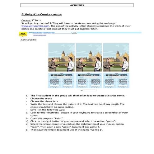 Comic strip - lesson plan | PPT