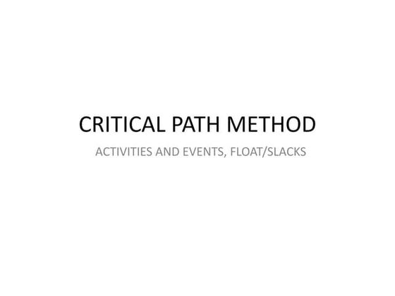 6.5 The Forward and Backward Pass (Critical Path) | PPT