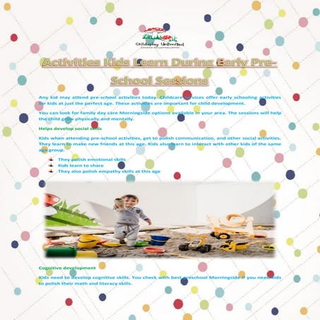 Activities Kids Learn During Early Pre-School Sessions | PDF