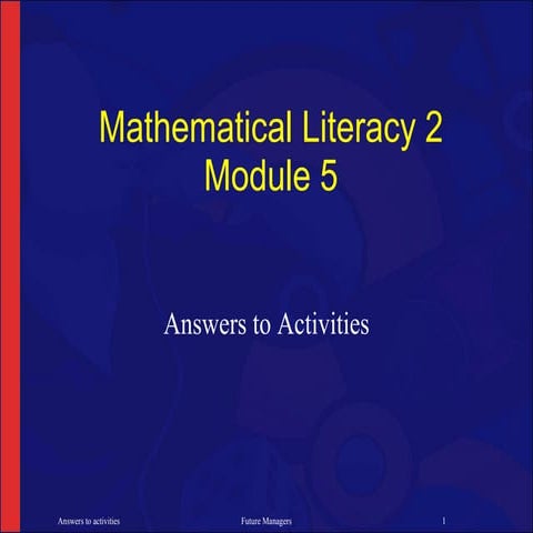 NCV 2 Mathematical Literacy Hands-On Training Activities Module 5 | PPT