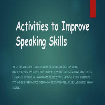 Activities to improve speaking skills | PDF