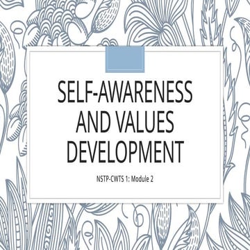 Self-Awareness and Values Development presentation | PPTX