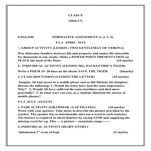 Activity class-x | PDF