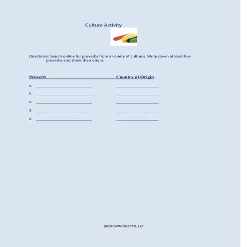 Activity for Culture | PDF