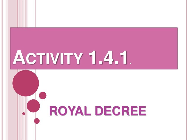 Activity 1.4.1 royal decree