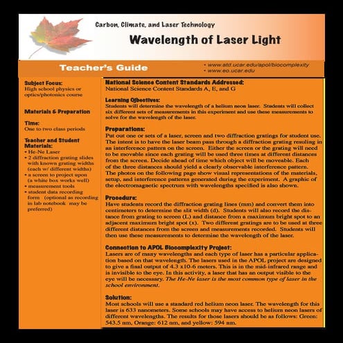 Wavelength of Laser Light | PDF