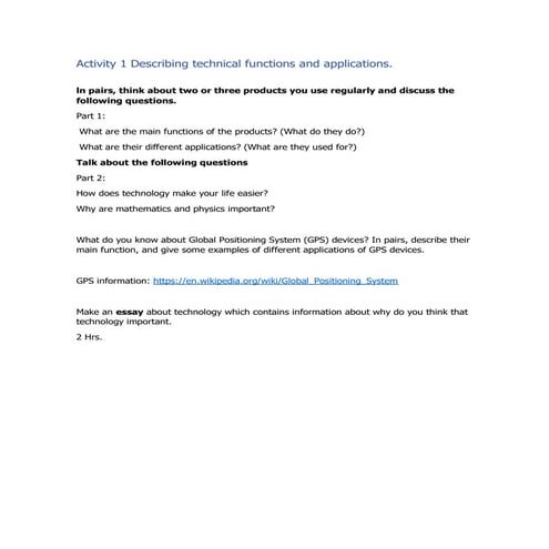 Activity 1 describing technical functions and applications | PDF