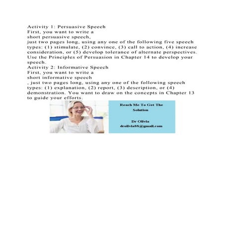 Activity 1 Persuasive SpeechFirst, you want to write a short pe.docx