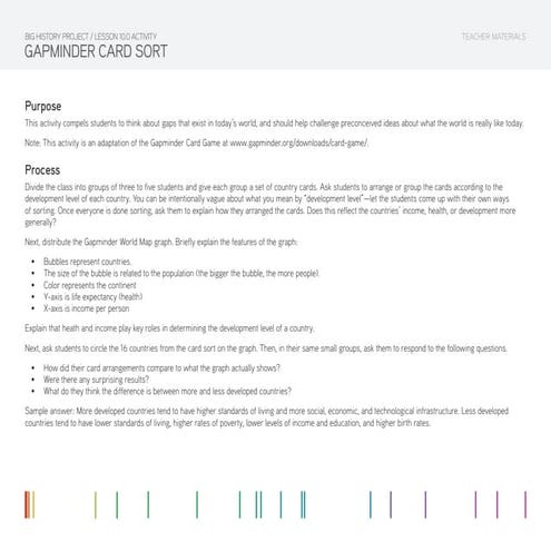 Lesson 10.0 Activity: Gapminder Card Sort | PDF