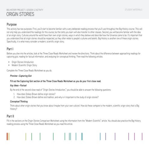 Lesson 1.2 Activity: Intro to Origin Stories | PDF