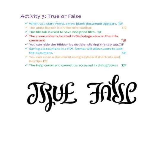 True or False | DOCX | Computing | Technology & Computing