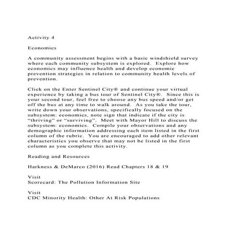 Activity 4EconomicsA community assessment begins with a .docx