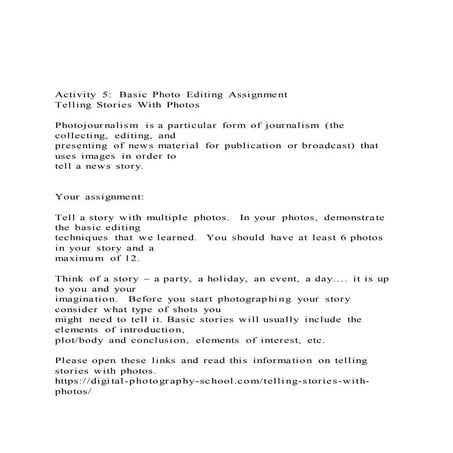 Activity 5 basic photo editing assignment telling storie | DOCX | Photo ...