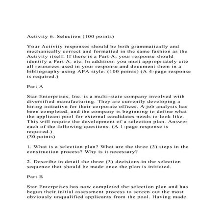 Activity 6 Selection (100 points)Your Activity responses sh.docx