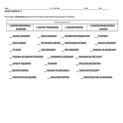 Activity 8 k.i disaster management plan | PPT