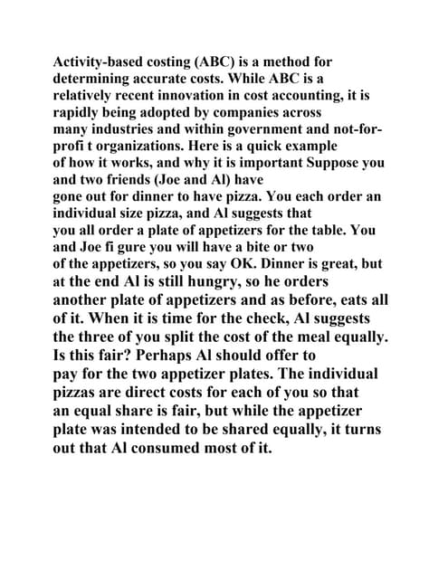 Activity-based costing A Case study | DOC