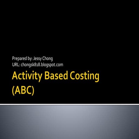 Explaining Activitybased Costing Method In Powerpoint