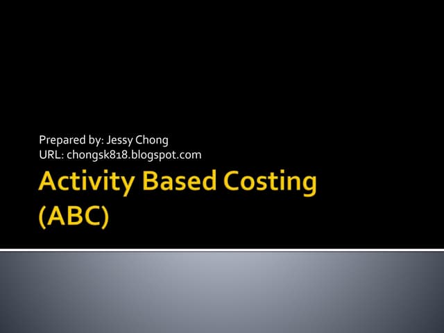 Activity based costing | PPTX