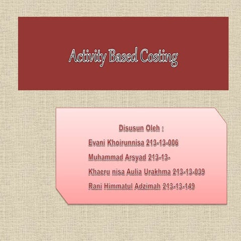 Activity based costing | PPTX