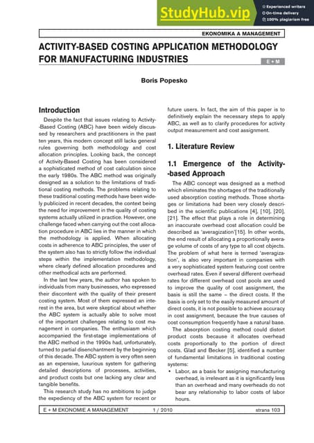 Chapter 11 : Activity Based Costing and Accounting Information | PPTX