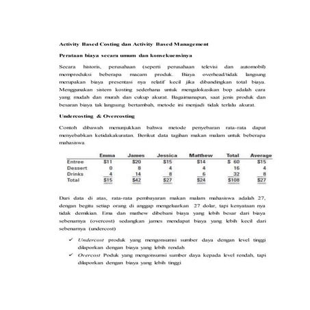 Activity based costing dan activity based management | PDF