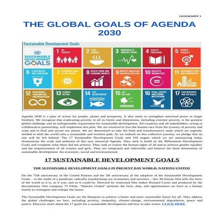 GEO Activities: 17 SUSTAINABLE DEVELOPMENT GOALS | PDF | Debated ...