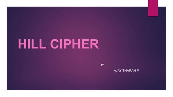 hill cipher | PPTX