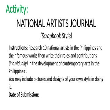 Activity National Artists Journal in the scrapbook style for the ...
